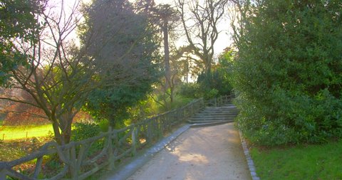 Stairs Quiet Pathway Parc Montsouris Paris Stock Footage Video (100% ...