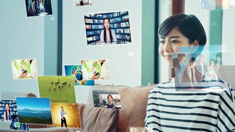 Young Woman Watching Video Visual Contents Stock Footage Video (100% ...