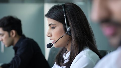 Close Indian Customer Services Agent Wearing Stock Footage Video (100% ...