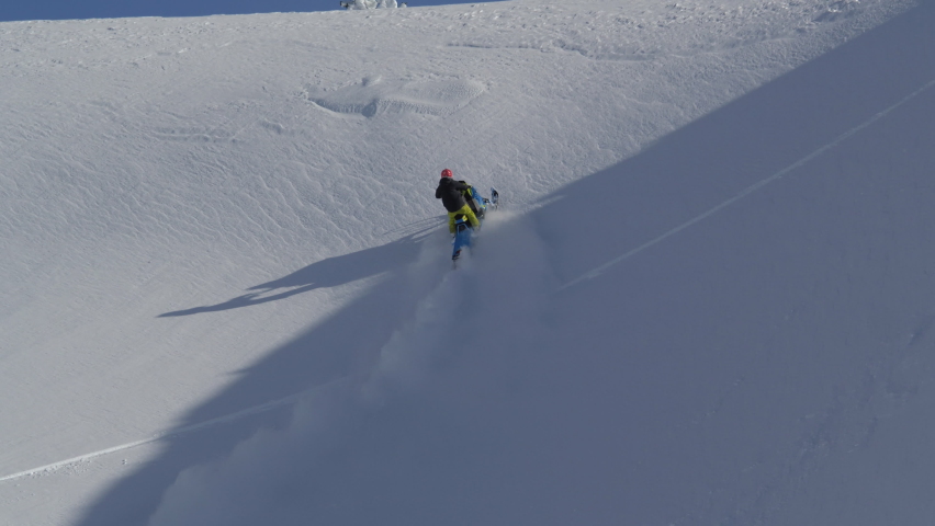 snowmobile hill climbing fresh powder snow Stock Footage Video (100% ...