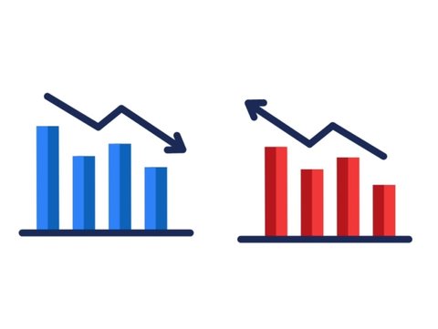 Increase Decrease Progress Graph Blue Red Stock Footage Video (100% ...