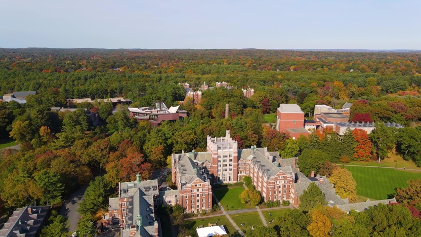 wellesley college aerial view including green Stock Footage Video (100% ...