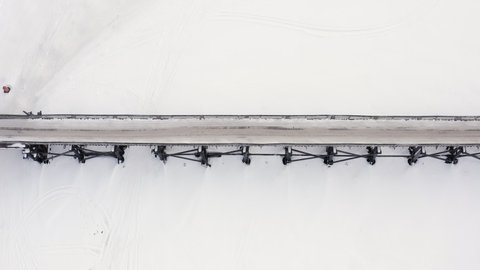 Aerial Top View Snowmobiles Rides On Stock Footage Video (100% Royalty ...