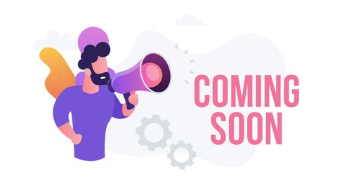 Coming Soon Announcement Animation Man Holding Stock Footage Video (100 ...