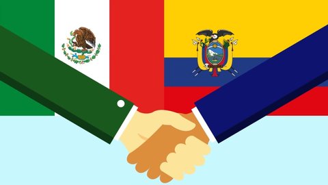 Handshake Two Flags Mexico Ecuador Stock Footage Video (100% Royalty ...