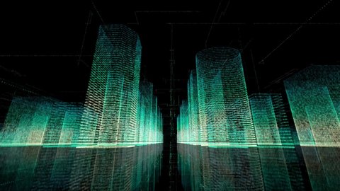 Digital City 3d Hologram Render Futuristic Arkivvideomateriale (100 % ...