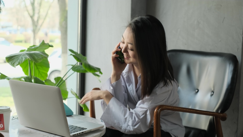 beautiful asian woman writing taking notes Stock Footage Video (100% ...