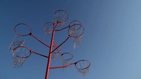 Art Object Basketball Hoops Above Rising Stock Footage Video (100% ...