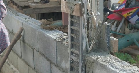 Mechanical Construction Worker Ground Beam Building Stock Footage Video ...