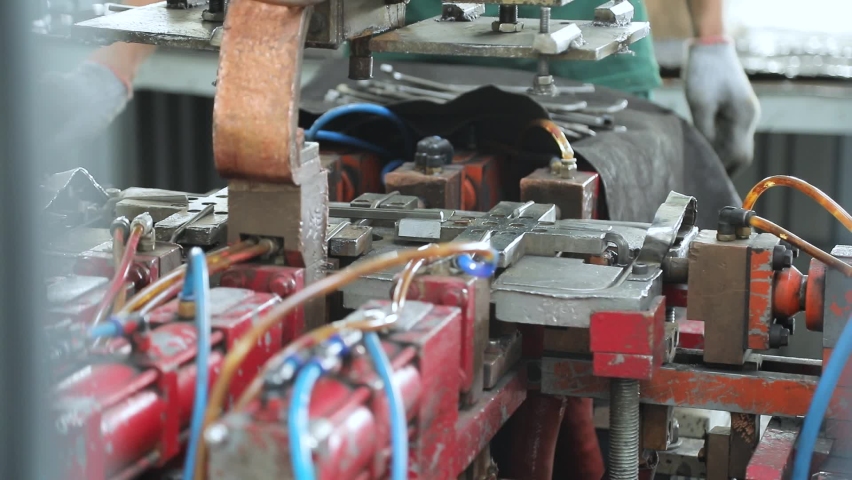 Worker Makes Contact Welding Metal Grate Stock Footage Video (100% ...