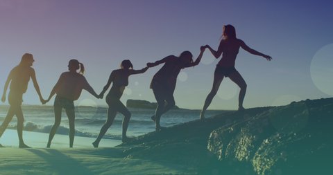 Animation Diverse Friends Walking Together Holding Stock Footage Video ...