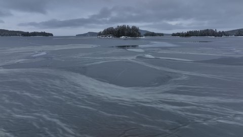 Spectacular Aerial Over Freezing Lake Stretching Stock Footage Video ...