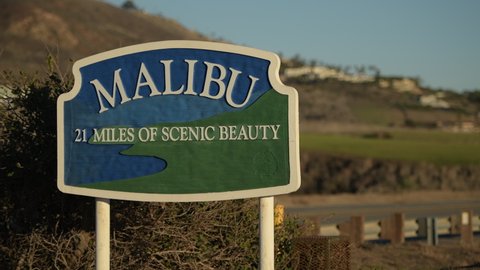 City Malibu California Entrance Signs On Stock Footage Video (100% ...