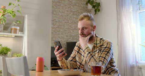 Sideview Shot Young Man Sitting Table Stock Footage Video (100% Royalty ...