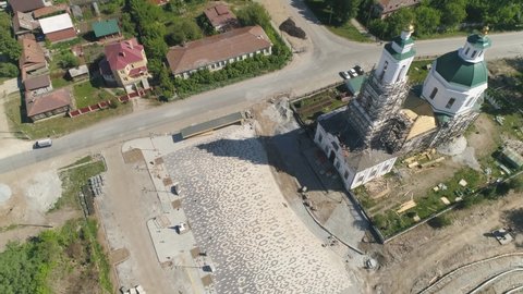 Aerial View Reconstruction Old Church Square Stock Footage Video (100% ...