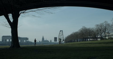 Person Windskater Rides Under Bridge Stock Footage Video (100% Royalty ...