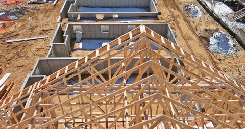 Aerial Top View Timber Frame Beam Stock Footage Video (100% Royalty ...