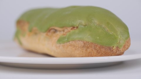 Matcha Green Tea Eclair Short Video Stock Footage Video (100% Royalty ...