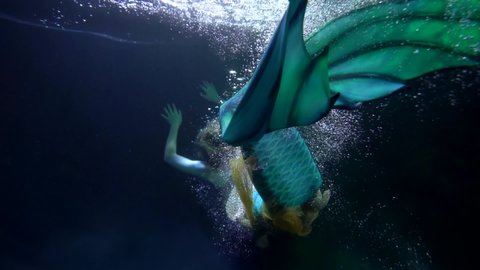 Enigmatic Fairy Tale Creature Floating Diving Stock Footage Video (100% ...