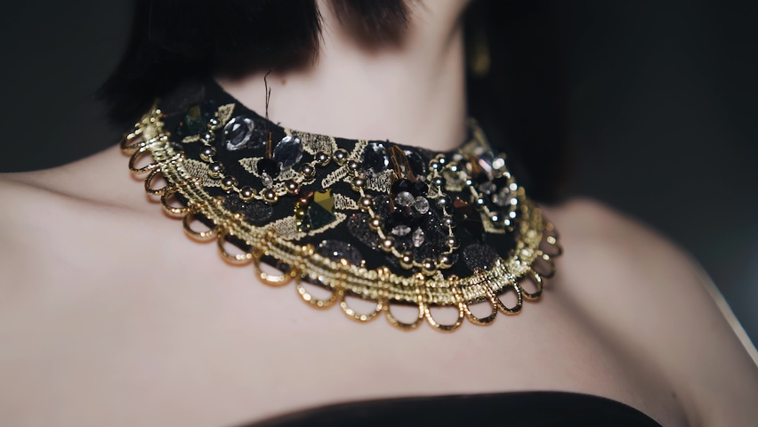 beautiful necklace worn around neck young Stock Footage Video (100% ...