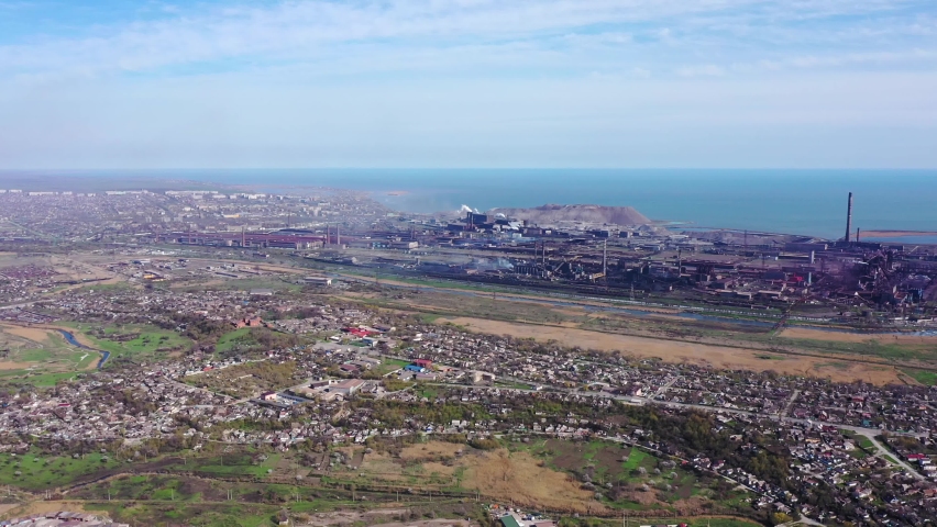 Steel Psteel Plant On Seashore Industrial Stock Footage Video (100% ...