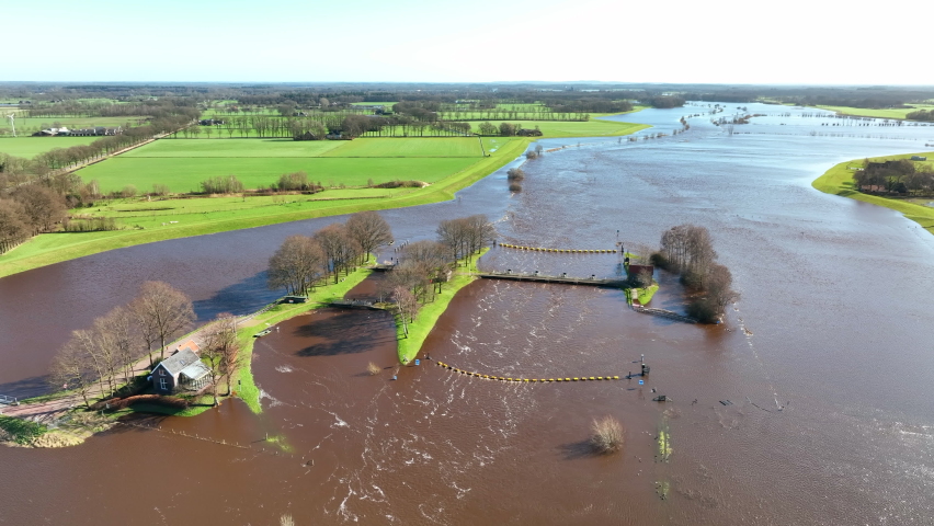 High Water Level River Vecht Vechterweerd Stock Footage Video (100% ...