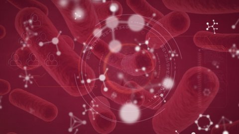 Animation Moving Cells Over Red Background Stock Footage Video (100% ...