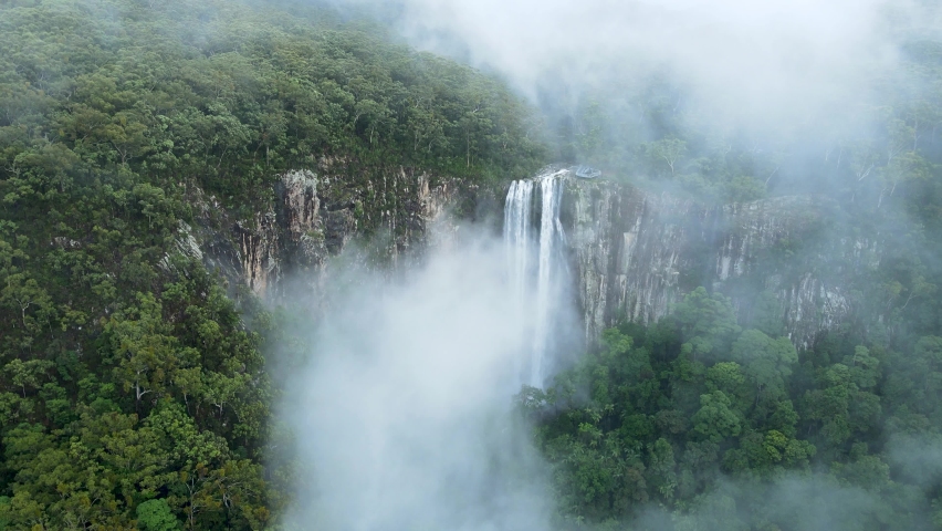 looking through mist covered mountain revealing Stock Footage Video ...