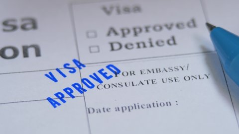 Approved Stamp Paper Visa Application Spend Stock Footage Video (100% ...