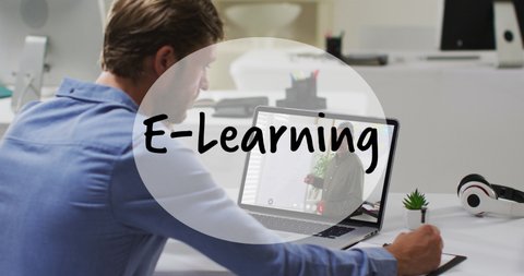 Animation Elearning Text Over Caucasian Student Stock Footage Video ...