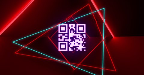 Animation Glowing Qr Code Over Neon Stock Footage Video (100% Royalty ...