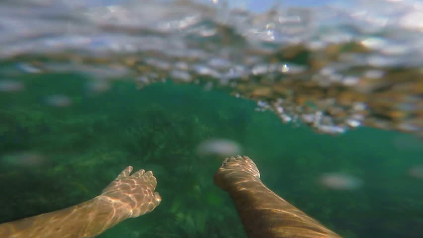 first-person pov man swimming underwater sea Stock Footage Video (100% ...