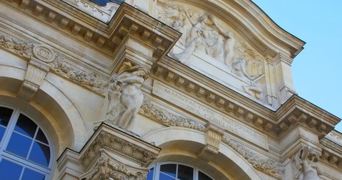 French Inscription Sculptures On Facade Gobelins Stock Footage Video ...