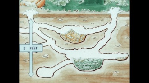 1940s Diagram Chipmunk Burrow System Areas Stock Footage Video (100% ...