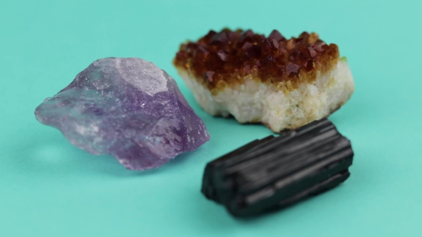 Group Three Crystals On Light Blue Stock Footage Video (100% Royalty ...