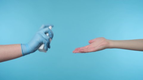 Doctor Hands Spraying Antiseptic On Patient Stock Footage Video (100% ...