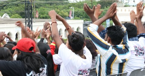 Young Audience Clapping Progrom Rear View Stock Footage Video (100% ...