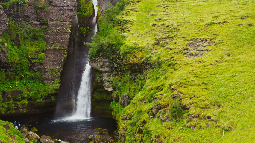 beautiful hidden arctic waterfall southern iceland Stock Footage Video ...