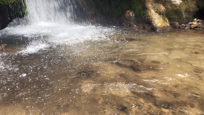waterfall water hitting surface flowing away Stock Footage Video (100% ...