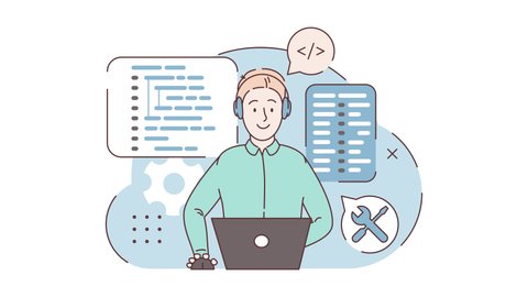 Workplace Programmer Programming Language Front View Stock Footage ...
