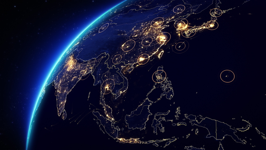 Beautiful View Earth City Lights Asian Stock Footage Video (100% ...