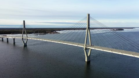 Drone Flyover Longest Bridge Finland Replot Stock Footage Video (100% ...