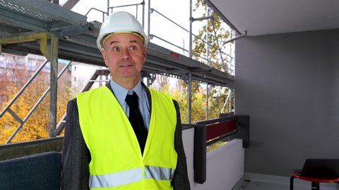 Experienced Elderly Construction Worker Construction Crew Stock Footage ...