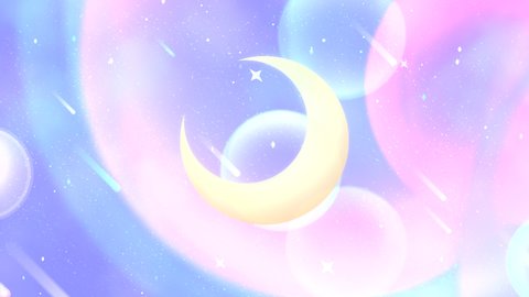 Looped Cartoon Magic Moon Shooting Stars Stock Footage Video (100% ...