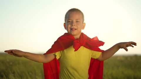 Happy Kid Superhero Costume Boy Leader Stock Footage Video (100% ...