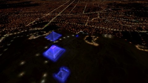Aerial Night View Pyramids Egypt Cairo Stock Footage Video (100% ...