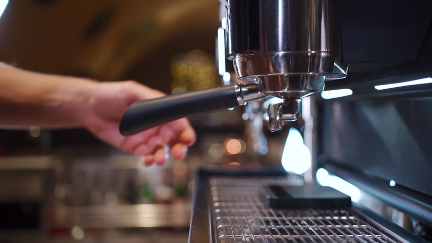 barista making fresh espresso coffee professional Stock Footage Video ...