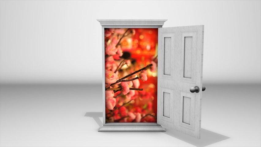 conceptual animation white door flower inside Stock Footage Video (100% ...