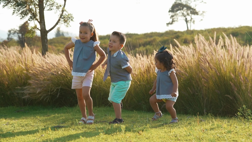 funny happy children playing park Stock Footage Video (100% Royalty ...