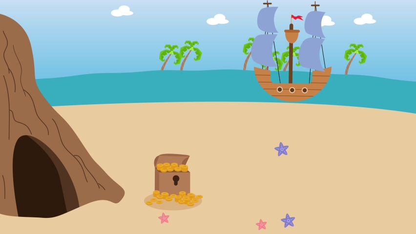 gold treasure animation tropical beach ship Stock Footage Video (100% ...